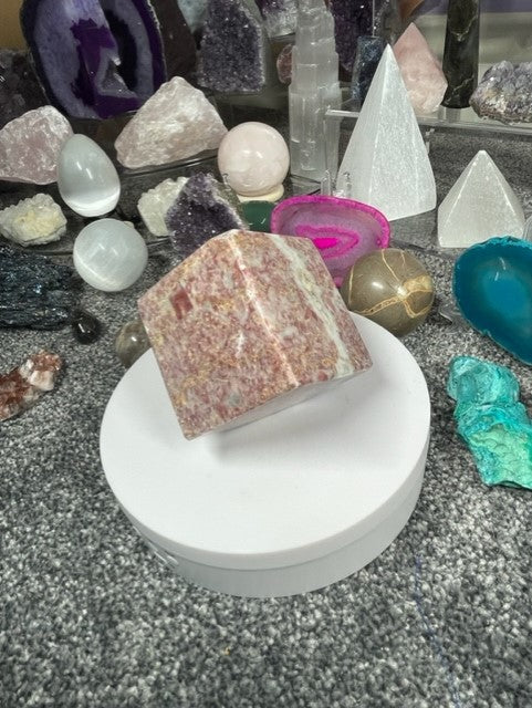 Large Strawberry Jasper Cube- unique / statement – The Caring Crystal Company